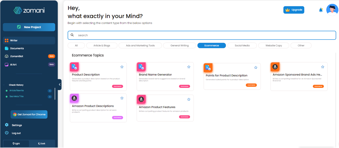 Generate Product Title and Description with Zomani
